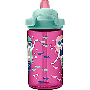 CamelBak eddy+ 14 oz Kids Water Bottle with Tritan Renew – Straw Top, Leak-Proof When Closed, Mermaids & Narwhals