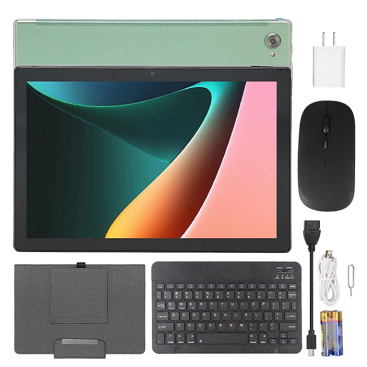 Haofy 10.1 Inch Tablet, Fast Charging Support 2 in 1 8 Core CPU 100-240V 13MP Camera Tablet Computer with Keyboard for Travel (US Plug)
