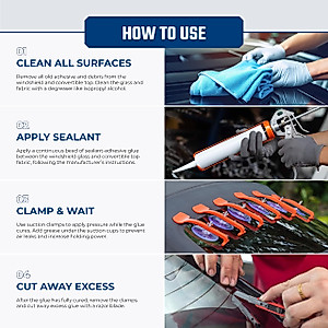 Convertible Doctor Suction Cup Clamps for Convertible Glass Windshield Repair/Gluing (6 Pack)