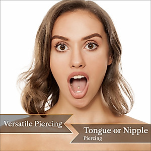 JewelryWeb - Solid 14k Gold 14G Cubic Zirconia 5mm Ball Straight Barbell Internally Threaded Tongue Ring - Tongue Piercing Jewelry for Men and Women - Hypoallergenic Body Jewelry