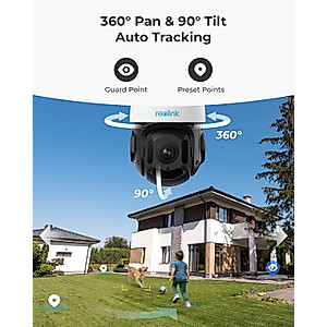 REOLINK 4K PTZ Security Camera System, 360 Degree View PoE Camera with 16X Optical Zoom for Outdoor Surveillance, Auto Tracks Human/Vehicle/Pet, Two-Way Talk, 260ft IR Night Vision, RLC-823A 16X