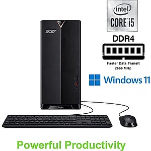 acer 2022 Aspire Mini Tower Desktop 10th Intel i5-10400 6-Core CPU- UHD Graphics - 32GB DDR4-512GB NVMe SSD + 1TB HDD - DVD Writer - WiFi 6 RJ45 HDMI Windows 10 Pro w/ 32GB USB Drive