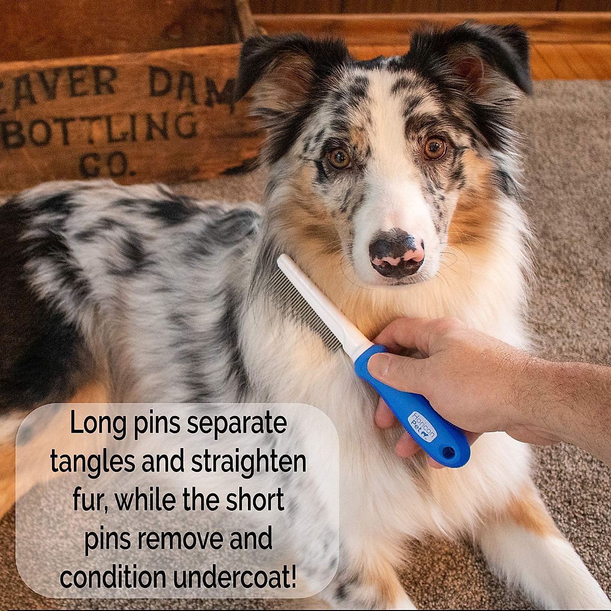 Horicon Pet 2 In 1 Dematting Razor Comb and 37 Pin Detangling Pet Comb Set - Removes Knots, Matted Fur, & Tangles Gently For Dogs & Cats