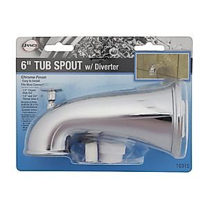 Danco Decorative Bathtub Faucet Spout Length | Chrome Finish (10315), 6 Inches/Pull Up Diverter