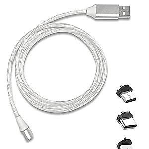 MOVOYEE Magnetic Charging Cable Fast Charging, LED Light Up 3 in 1 USB Magnetic Phone Charger Cord USB C Cable Micro USB Cable USB Type C Cable Data Transfer Magnet Tips for Android Charger iProduct