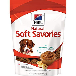 Hill's Soft Dog Treats, Soft Savories with Peanut Butter & Banana Dog Snacks, Healthy Dog Treats, 8 oz. Bag