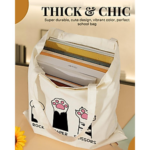 AUSVKAI Canvas Tote Bag Aesthetic for Women, Cute Cat Reusable Cloth Cotton Bags for Shopping college Beach Trendy Gifts