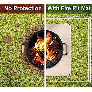 TINY SPARK Fire Pit Mat Fireproof Under Grill Mat 47x27.5 Inches Fireplace Grill Mat for Indoor Outdoor Fire Pit & BBQ Fire-Resistant Grill Mat for Deck and Patio Grass Lawn Protection