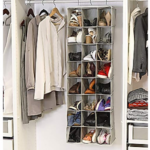 Simple Houseware 24 Section Hanging Shoe Shelves Closet Organizer, Gray