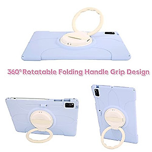 Tablet PC Case Kids Case Compatible with Samsung Galaxy Tab S7 FE 12.4 inch 2021 (SM-T730/T736),Soft Silicone Lightweight Case,with Hand Strap Shoulder Belt Rotatable Stand Cover Protective Cover (Co