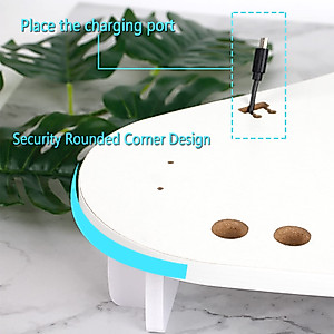 Triangle Wood Monitor Stand Riser - White Multi-Purpose Desktop Storage for Computer, Laptop, Printer