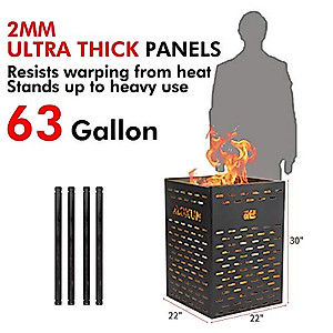 Yamadao 30 Inch 63 Gallon Ultra Thick Burn Barrel Burn Drum for Yard Waste Incinerator Barrel Burn Cage for Paper Leaf Trash Wood Backyard Bonfire (NO Bottom)