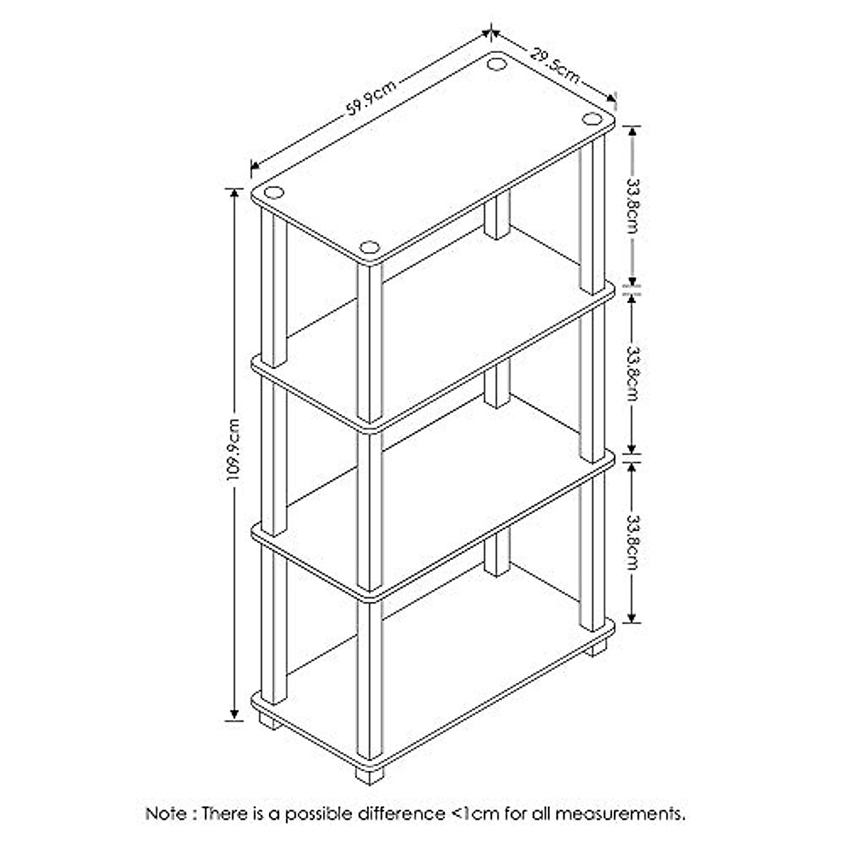 Furinno Turn-N-Tube 4-Tier Multipurpose Shelf Display Rack, Square Tube, Espresso/Black & Turn-N-Tube Display Rack, 3-Tier Single, Black/Grey