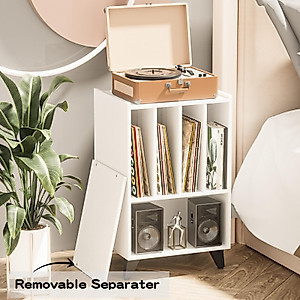 Gannyfer Vinyl Record Storage Table,3-Tier Record Player Stand with Metal Legs,Cube Turntable Stand Record Holder Up to 150 Albums,Retro Vinyl Storage Cabinet Display Shelf for Bedroom Living Room