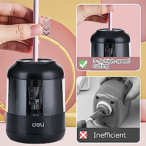 Deli Electric Pencil Sharpener,5,000 Times for Tungsten Steel Blade,1 Year Warranty (Jet Black)