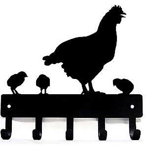 The Metal Peddler Hen Chicks Chickens Farm Key Rack - 9 inch Wide - Made in USA