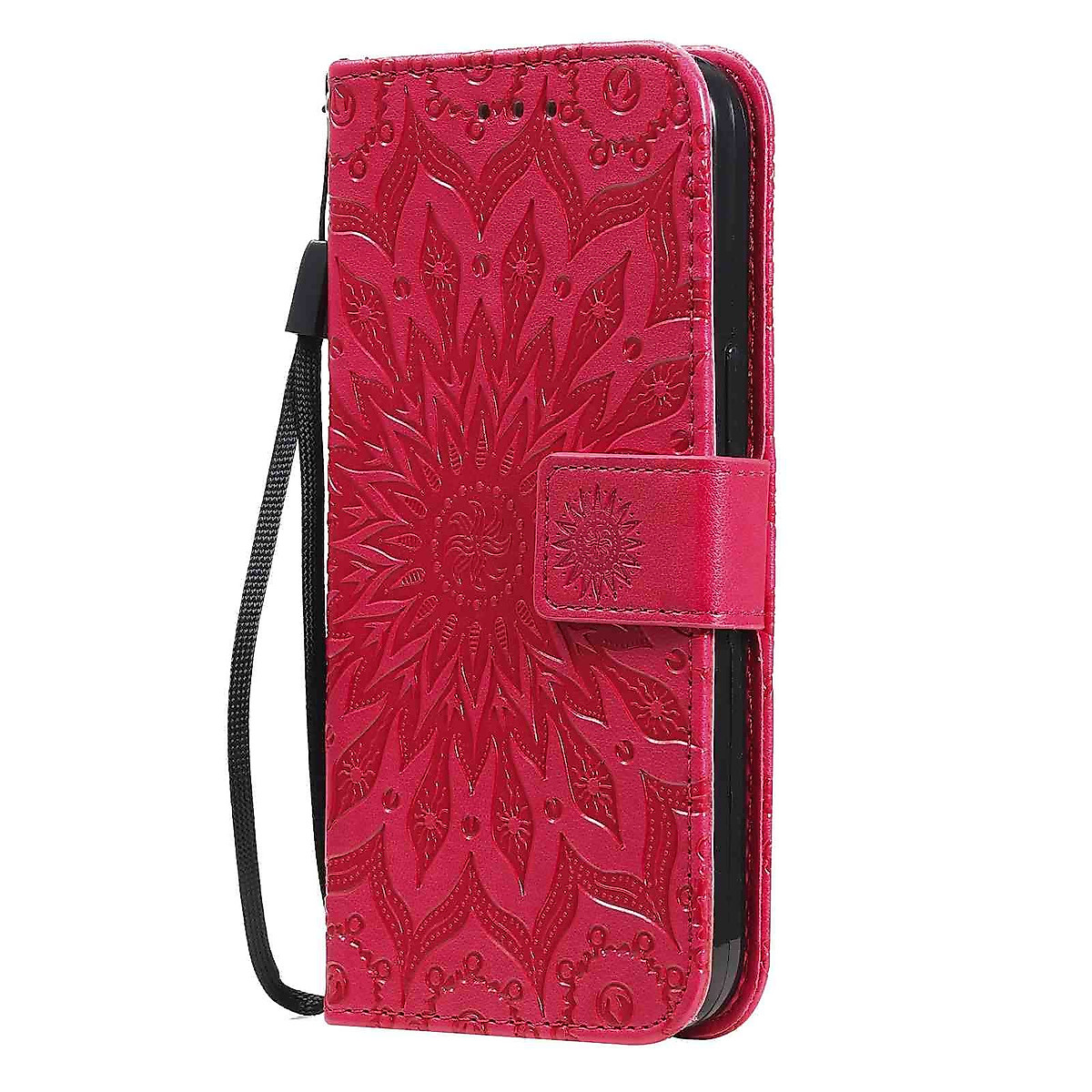 Fansipro Phone Cover Wallet Folio Case for Oppo Reno 6 PRO Plus 5G, Premium PU Leather Slim Fit Cover for Reno 6 PRO Plus 5G, 2 Card Slots, Exact Fitting, Red