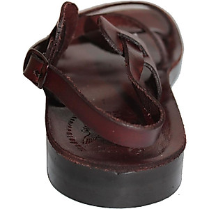 Holy Land Market Men/Women Biblical Jesus Leather/Embroidered Sandals/Slides From Jerusalem (Moses Style)