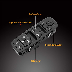 Master Power Window Switch Front Left Driver Side | 3 PINS + 0 PIN | Replacement for 2008-2009 Chrysler Town & Country Dodge Grand Caravan | Replaces# 4602535AG, 4602535AF, 4602535AC, 901-401R