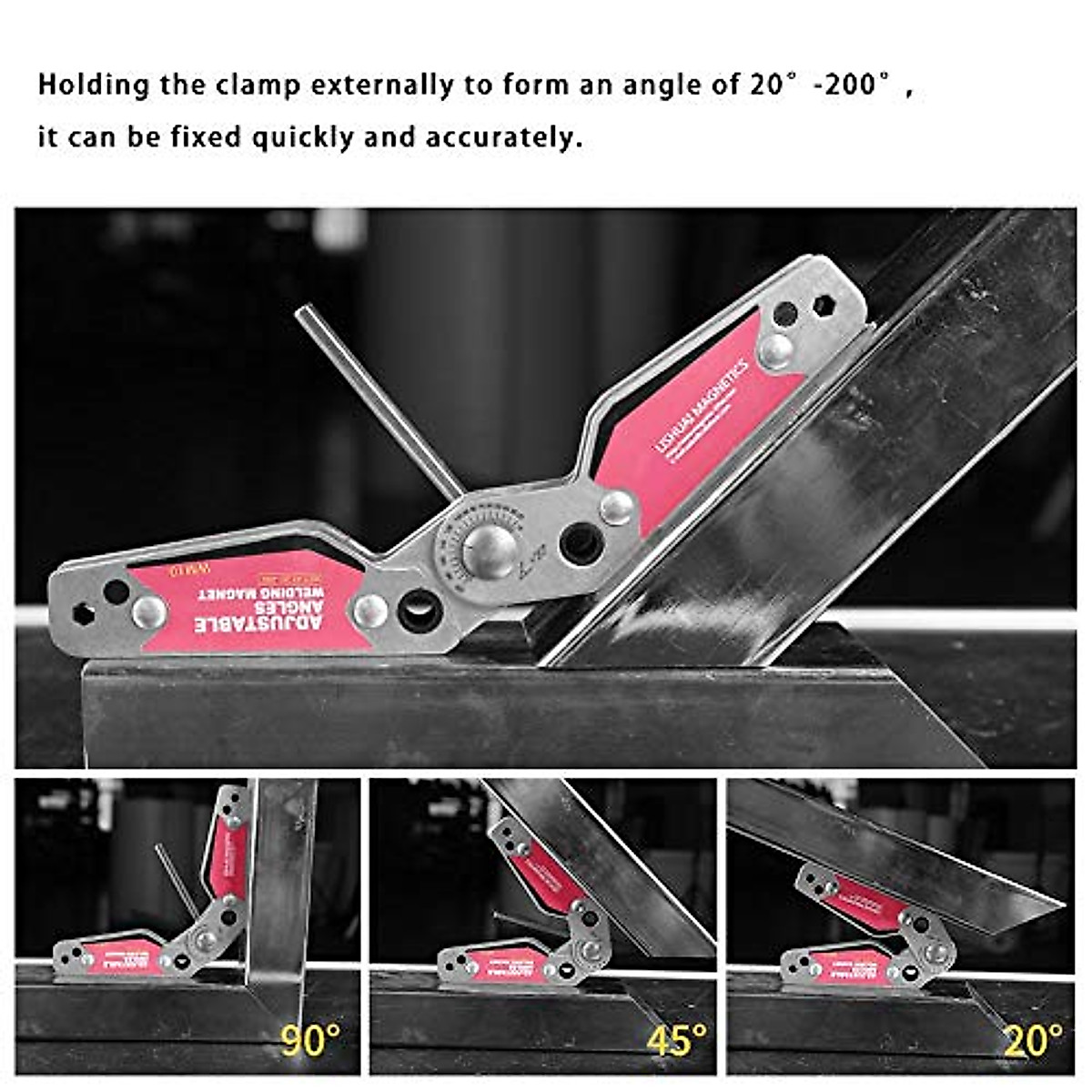 Welders Angle Clamp, 20¡ã-200¡ã Adjustable Angle Positioner, Magnetic Clamp for Metal Welding Processing Tool, 22KG Suction Iron Ability No Fixation Required for Welding