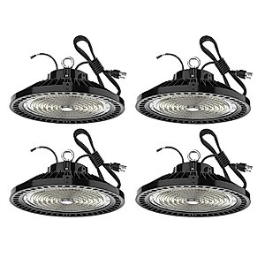 JOMITOP 240W High Bay LED Lighting Dimmable 36000 Lumens 900W HPS or MH Bulbs Equivalent 5000K Bright White Industrial Highbay Light, Warehouse Light Fixtures, AC 90-277V 4Pack