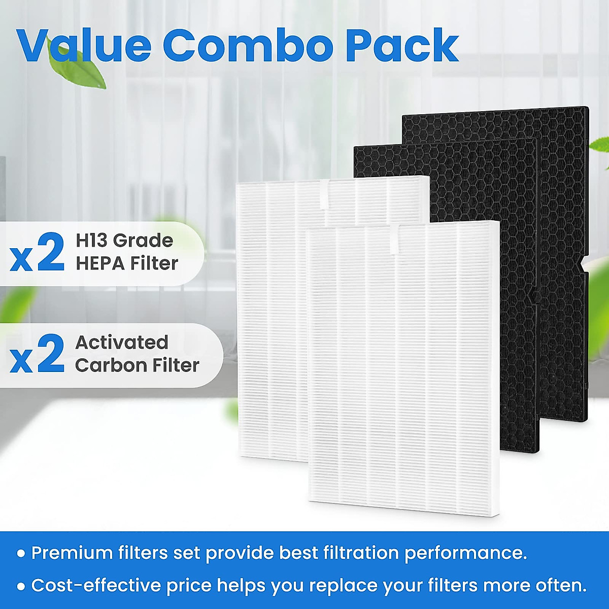 Mestica 116130 Replacement Filter H Compatible with Winix 5500-2 Air Purifier, 2 Sets H13 Grade Ture HEPA Filters and Activated Carbon Filters for 99.97% Removal, High-Efficiency 5500-2 Filter