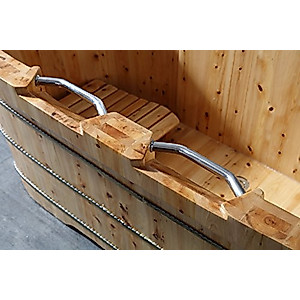 Alfi Brand AB1130 2 Person Free Standing Cedar Wooden Bathtub with Fixtures & Headrests, 65"L x 30.75"W x 23.63"H, Natural Wood