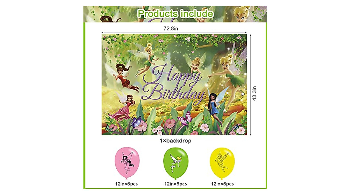 Tinkerbell Birthday Party Banner & Backdrop | Fairy Decor