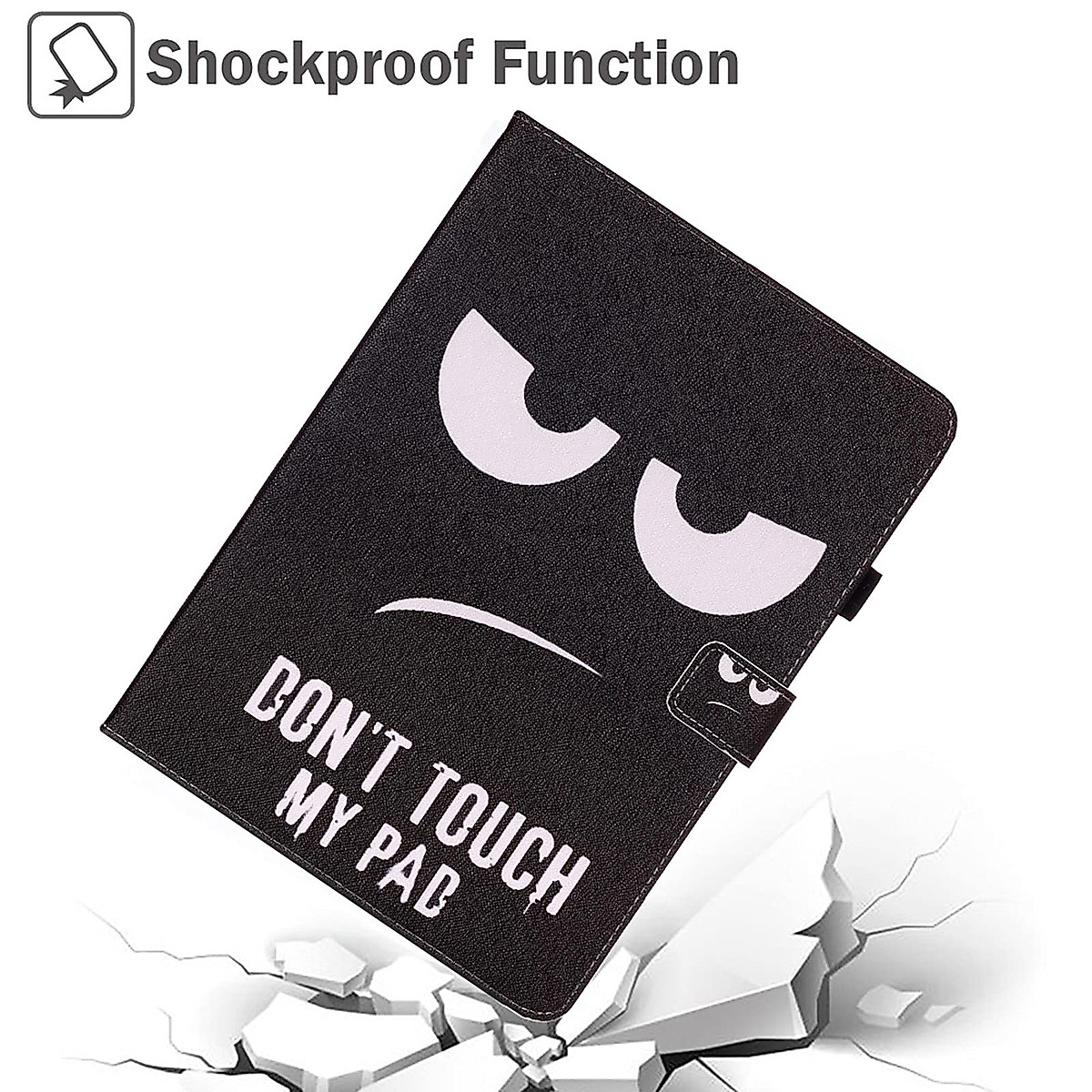 Billionn Case for iPad 9/8/7 (10.2-Inch, 2021/2020/2019 Model, 9th/8th/7th Generation), with Auto Sleep/Wake and Screen Protector, Premium PU Leather Smart Cover, Don't Touch My PAD