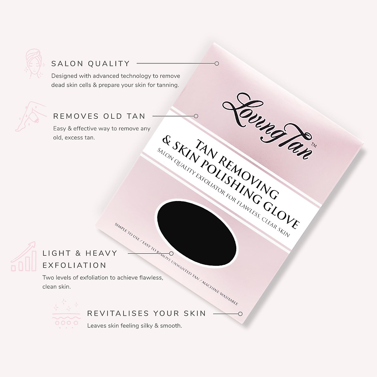 Loving Tan Reusable Self Tanner Removing & Skin Polishing Glove, Exfoliating With Light & Heavy Options, Washable & Durable Design, Suited for All Skin Types - 1 ct.