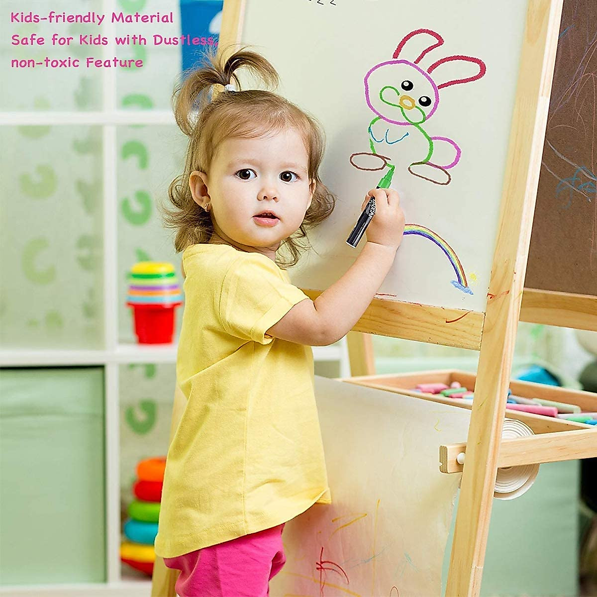 W OUTWIT Chalk Markers, Erasable Chalkboard Neon Pens for first day of school board, 8 Packs Non-Toxic Car Window Markers with Reversible Tip,16 Labels, Drawing Markers for Chalkboards Kids Gift