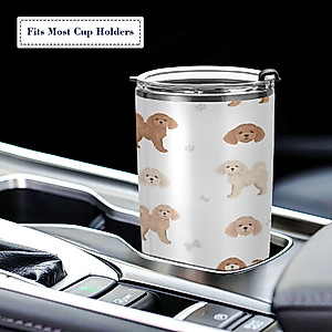 Bichpoo Bichon Frise Dog Pup Tumbler Stainless Steel Insulated Cup Travel Mug for Coffee Double Wall Vacuum Thermos with Straw and Lid 11oz