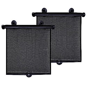 Kewucn Car Side Window Sun Shade, 2 Pack Retractable Auto Sunshade Visor for Block Heat UV Rays and Glare Protection, Universal Roller Window Shade for Baby, Pets, Kids, Passengers (Medium)