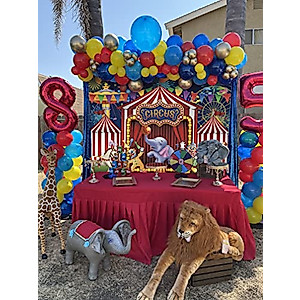 GYA Red Circus Backdrop Amusement Park Tents Stratus Playground Carnival Carousel Kids Boy Girl 1st First one Birthday Party Background Photo Baby Shower, 7x5FT(width 210cm x Height 150cm)