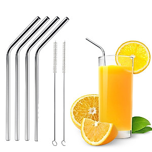 4 Extra Long Stainless Steel Straws for 30 OZ Tumbler + 2 Cleaning Brushes