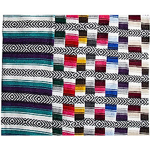 Genuine Mexican Handwoven Blanket, Premium Large Heavyweight Falsa Blanket, Serape & Yoga Blanket | Beach Blanket | Throw Blanket | Picnic Blanket (Large Heavy, Burgandy and Beige)
