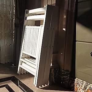 Set of 4 Folding Wood Chairs Slatted Wooden Slatted Seat for Indoor & Outdoor Dining Room Kitchen Balcony Wedding Occasion Events - White Wood