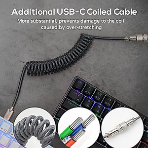 RK ROYAL KLUDGE RK61 60% Mechanical Keyboard with Coiled Cable, 2.4Ghz/Bluetooth/Wired, Wireless Bluetooth Mini Keyboard 61 Keys, RGB Hot Swappable Red Switch Gaming Keyboard with Software - Black