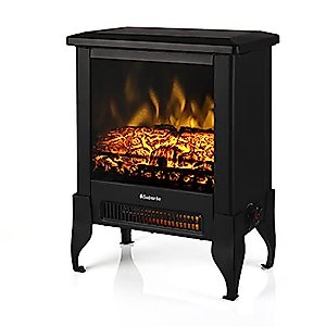 TURBRO Suburbs TS17 Compact Electric Fireplace Stove, 18” Freestanding Stove Heater with Realistic Flame - CSA Certified - Overheating Safety Protection - for Small Spaces - 1400W
