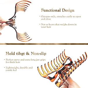 LILIEBE 5.5” Large Hair Claw Clips, Big Hair Clips Enough to Hold Your Hair, Hair Clips for Women Thick Hair (Shiny-4pcs)