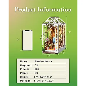 Rolife DIY Book Nook Kits for Adults-Garden House Bookshelf Insert Booknook-Room Decor for Teen Girls Boys Women Men