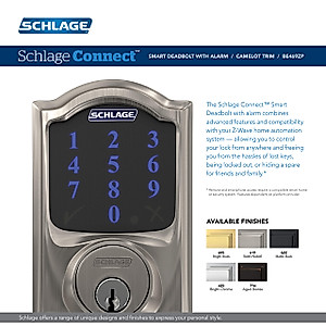 SCHLAGE BE469ZP CAM 716 SCHLAGE Connect Smart Deadbolt With Alarm Inbuilt Camelot Trim In Aged Bronze