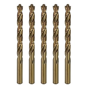 Sabre Tools 3/8 Inch Cobalt Drill Bits – 5pcs Drill Bits for Metal, M35 Cobalt Metal Drill Bit Set, Pilot Point Cobalt Drill Bits – Heavy-Duty Drill Bits for Steel, Hard Metal, Cast Iron (3/8" x 5")