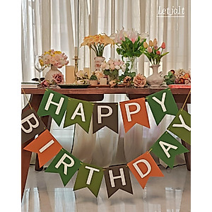 Letjolt Brown Happy Birthday Banner Birthday Party Supplies Handmade Garland Decorations Tropical Theme Football Birthday Signs Nursery Hanging Décor 13pcs