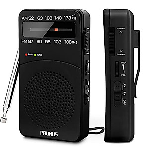 PRUNUS J-166 Portable Radio AM FM, Battery Operated Radio with Tuning Light, Back Clip, Excellent Reception for Indoor & Outdoor & Emergency Radio, AM FM Radio Portable, Transistor Radio