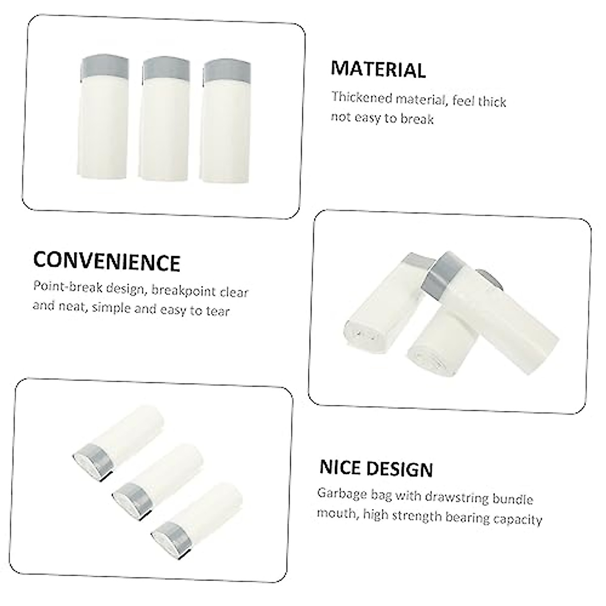 60Pcs drawstring garbage bag white trash bin compost garbage bin mini trash bags small garbage bags plastic trash bag 4 gallon trash bag Household Trash Bags Strong Garbage Bags