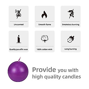 Zest Candle 6-Piece Ball Candles, 3-Inch, Purple