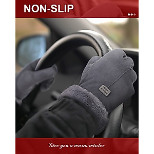 Janmercy 4 Pairs Thermal Winter Gloves for Women Cold Weather Touchscreen Soft Lining Suede Gloves for Ladies Sports Driving(Pink, Camel, Gray, Black)