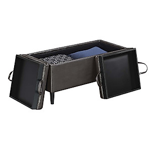 Convenience Concepts Designs4Comfort Magnolia Storage Ottoman with Reversible Trays, Espresso Faux Leather