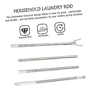 CIYODO Bathroom Must Haves 4pcs Stitching Clothes Rail Outdoor Hooks for Hanging Curtain Hooks for Drapes Retractil De Clothesline Prop Garment Reacher Clothes Reach Tool Closet Hook Pole